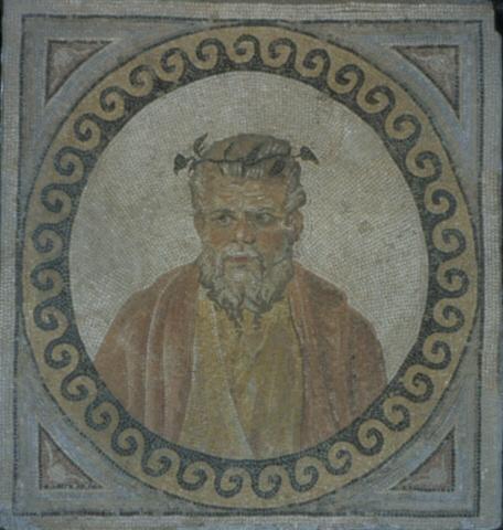 Floor mosaic fragment depicting Silenus | RISD Museum