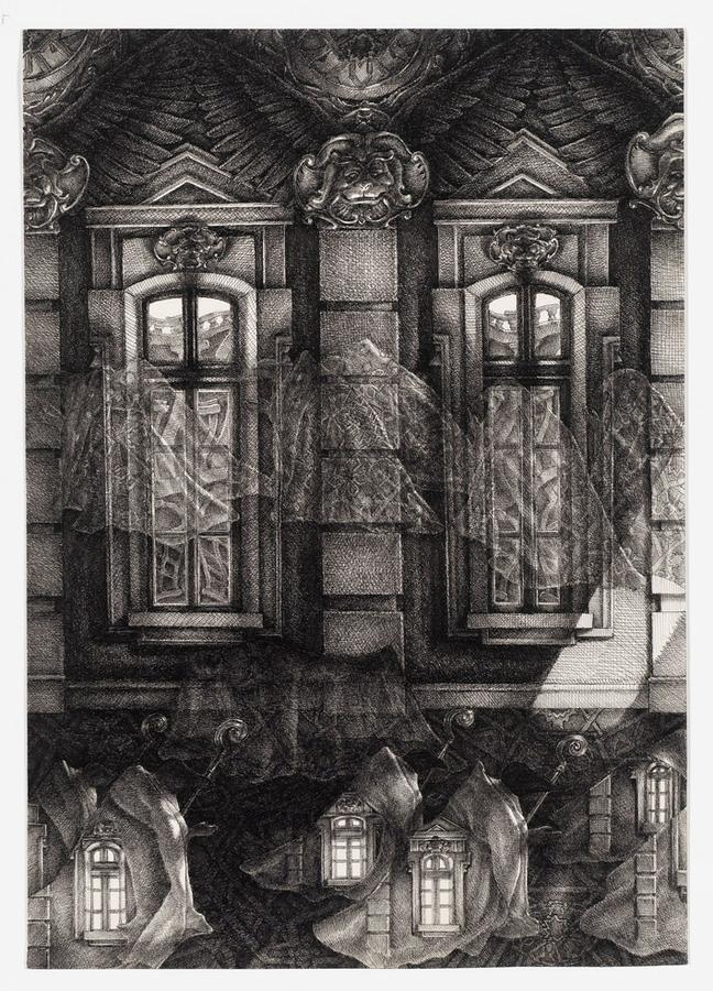 #31; verso: decorated architectural motifs of winged jackal columns and ...