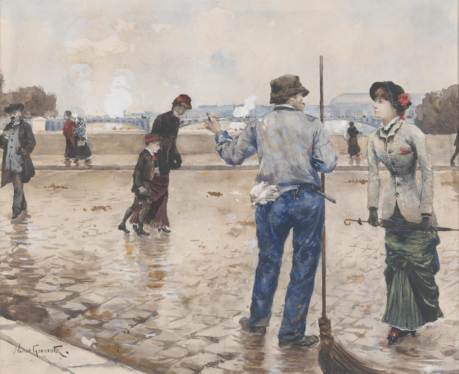 Untitled (Paris street scene with street sweeper) | RISD Museum