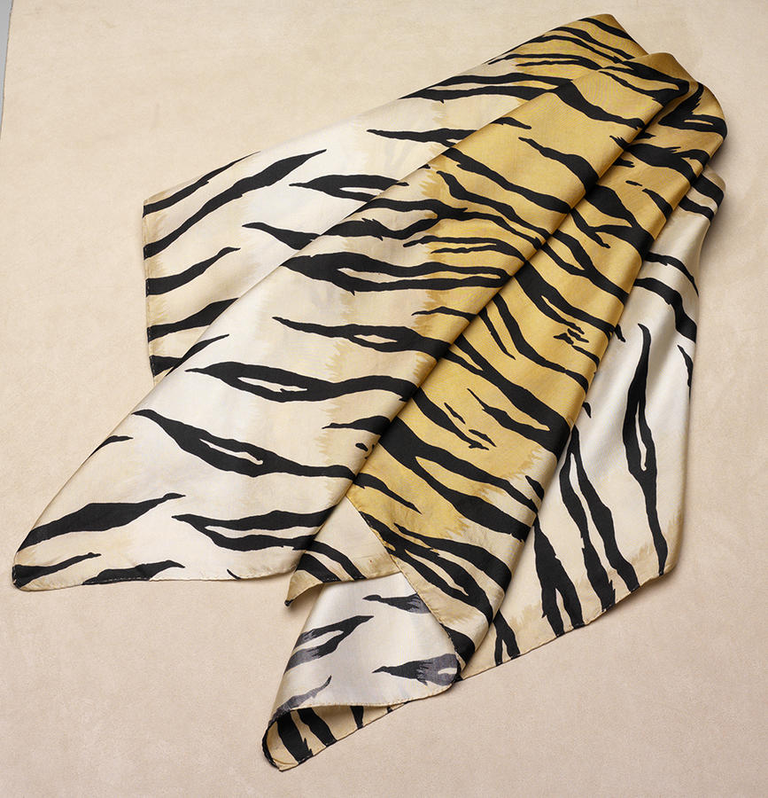 Animal print silk twill scarf | RISD Museum