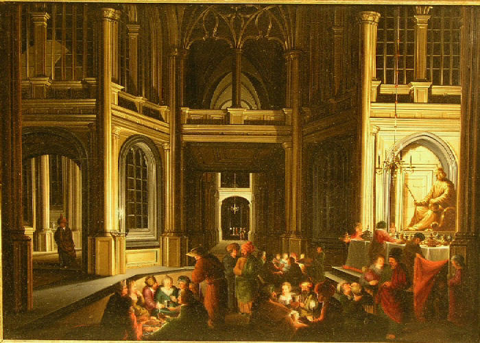 Architectural Interior at Night with the Priests of Bel | RISD Museum